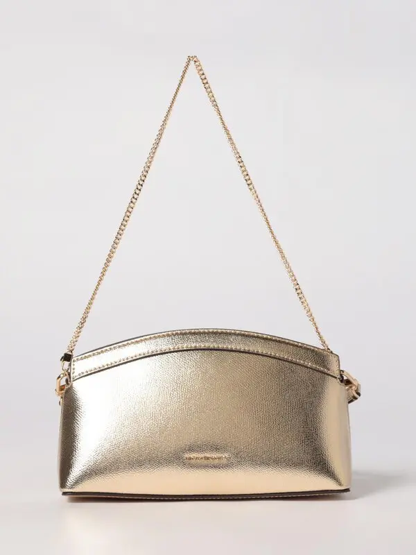 Michael Kors Small Athena Convertible Clutch In Metallic Leather - Gold