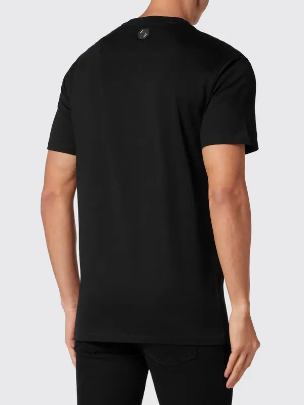 Philipp Plein Rhinestone Skull Logo Cotton Crew Neck T-shirt - Black