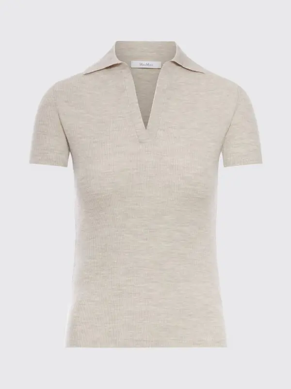 Max Mara Ribbed Knit Polo Shirt - Beige