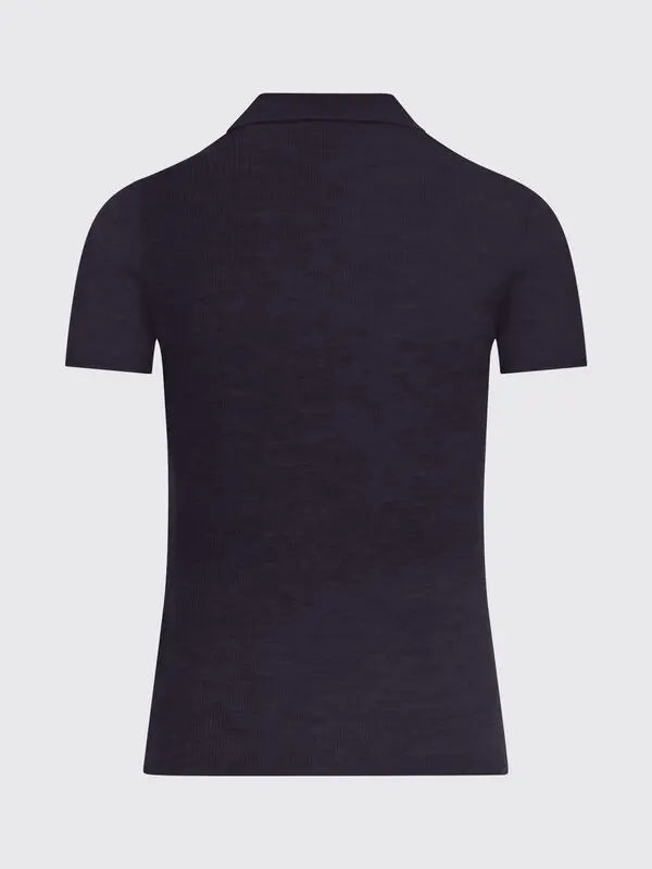 Max Mara Ribbed Short Sleeve Polo Shirt - Blue