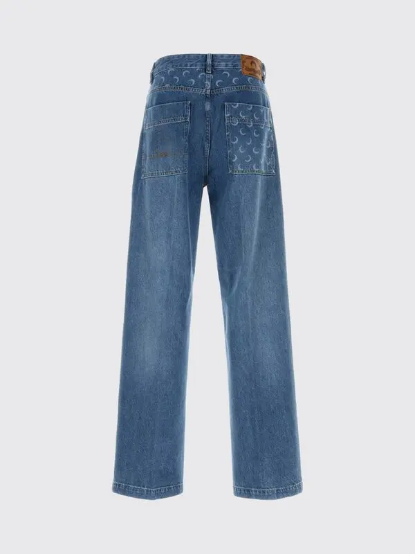 MARINE SERRE Wide Leg Cotton Denim Jeans