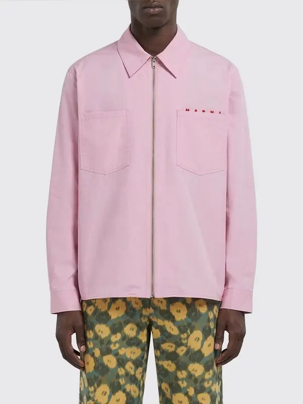 Marni Organic Cotton Shirt With Logo - Quartz