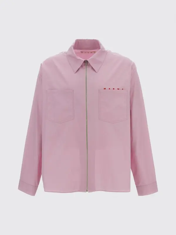 Marni Organic Cotton Shirt With Logo - Quartz