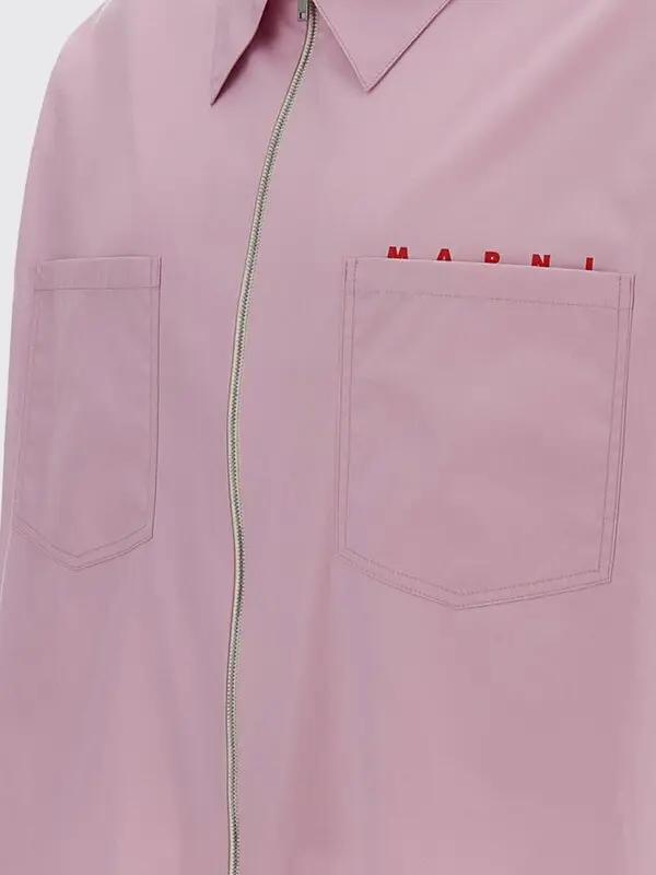 Marni Organic Cotton Shirt With Logo - Quartz