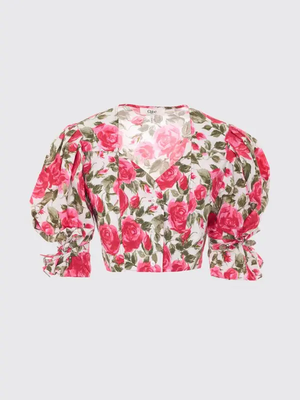Chloé Cotton Cropped Top With Floral Print