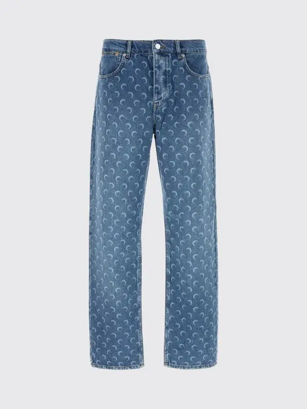 MARINE SERRE Monogram Print Denim Straight Jeans