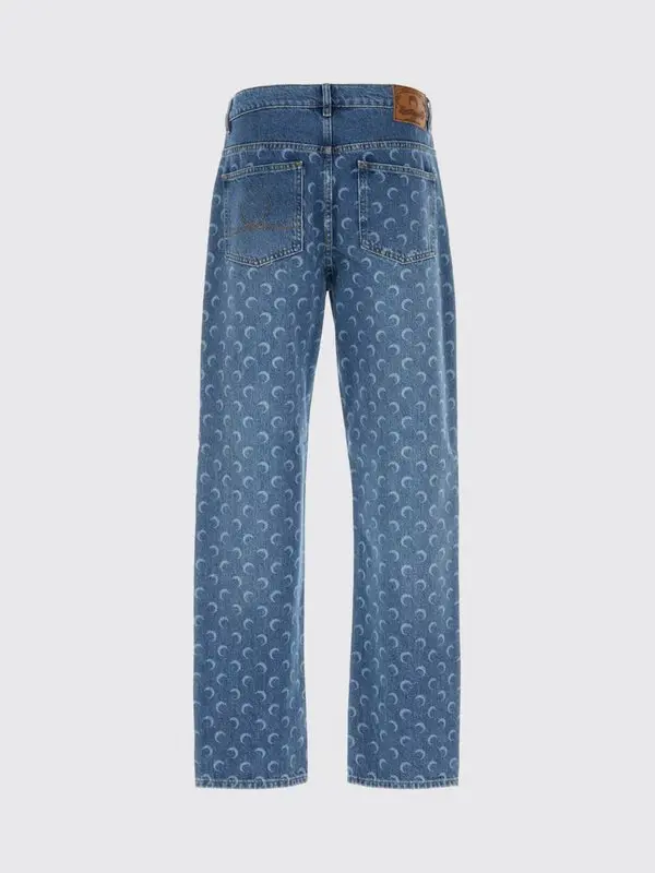 MARINE SERRE Monogram Print Denim Straight Jeans