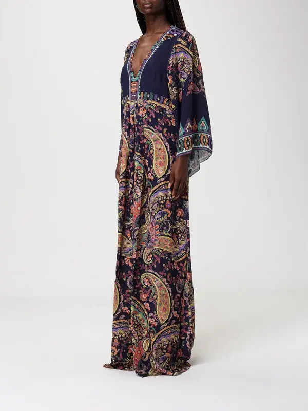 Etro Long Silk Dress With Paisley Print