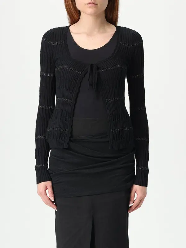 Pinko Ribbed Knit Cardigan With Tie Detail