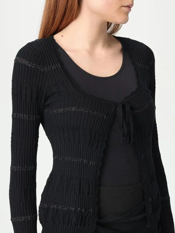 Pinko Ribbed Knit Cardigan With Tie Detail