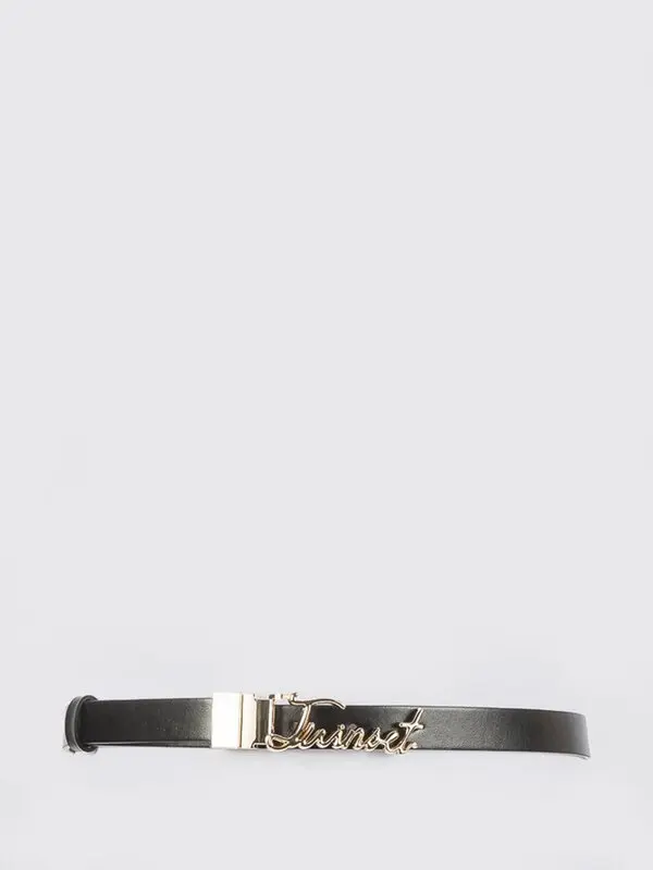TWINSET Leather Belt With Logo Buckle - Coffee