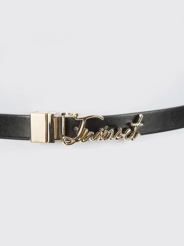 TWINSET Leather Belt With Logo Buckle - Coffee