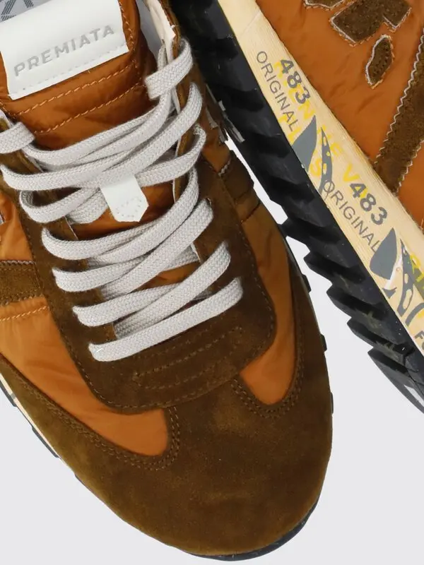 Premiata Lucy Low Top Sneakers In Suede And Nylon - Rust