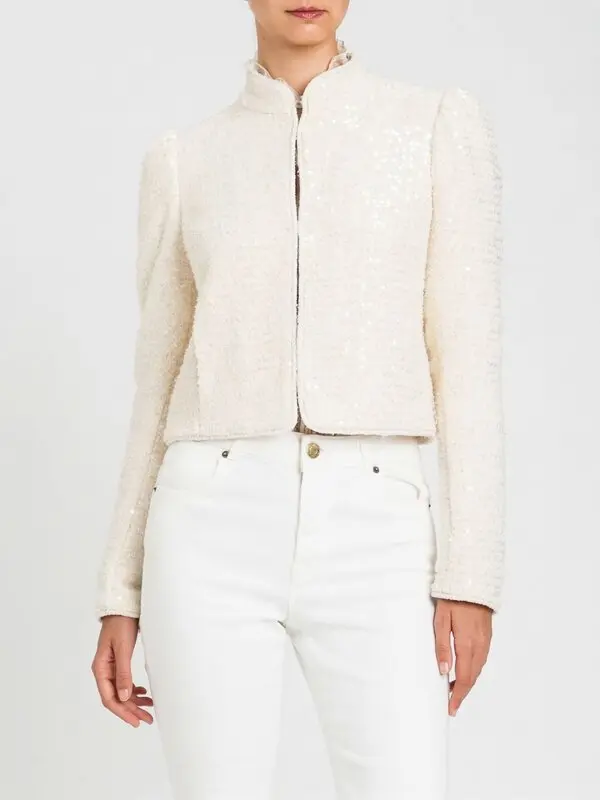 TWINSET Bouclé Sequin Jacket - Pearl
