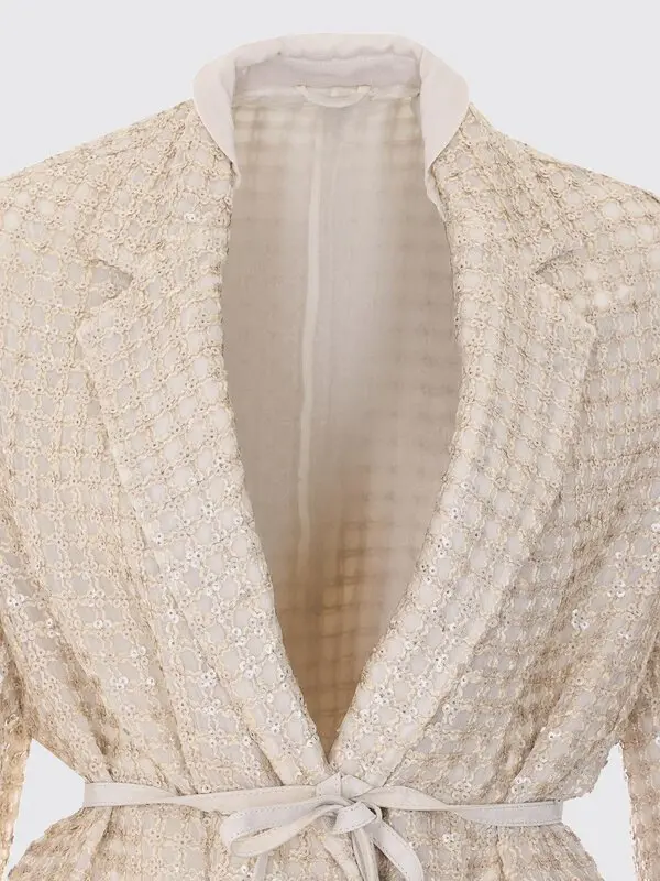 Brunello Cucinelli Silk Organza Blazer With Embroidered Sequins