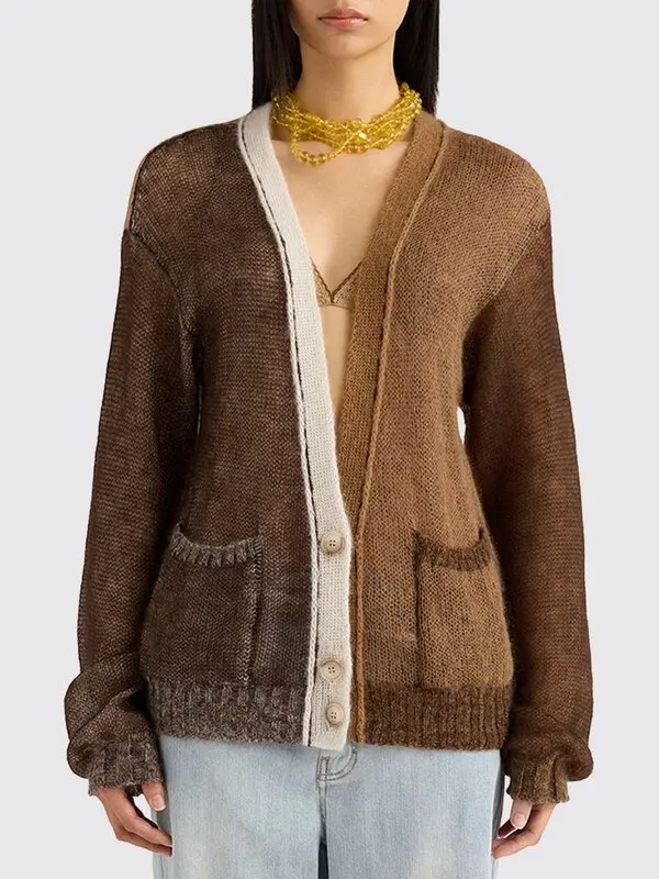 Momoni Mohair Wool Blend Cardigan With Abstract Pattern