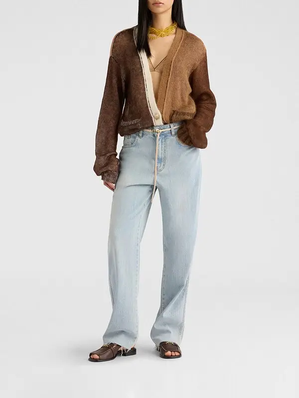 Momoni Mohair Wool Blend Cardigan With Abstract Pattern