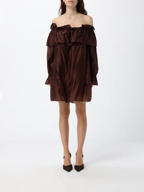 TWINSET Mini Dress In Crêpe - Brown