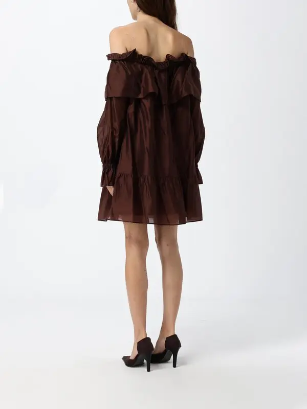 TWINSET Mini Dress In Crêpe - Brown