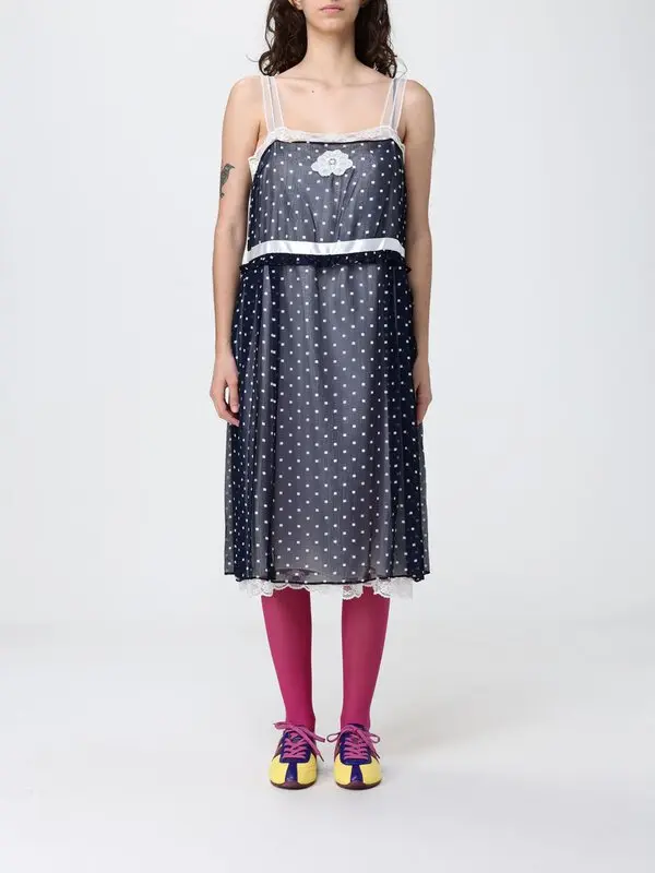 Marc Jacobs Polka Dot Viscose Midi Dress With Inserts