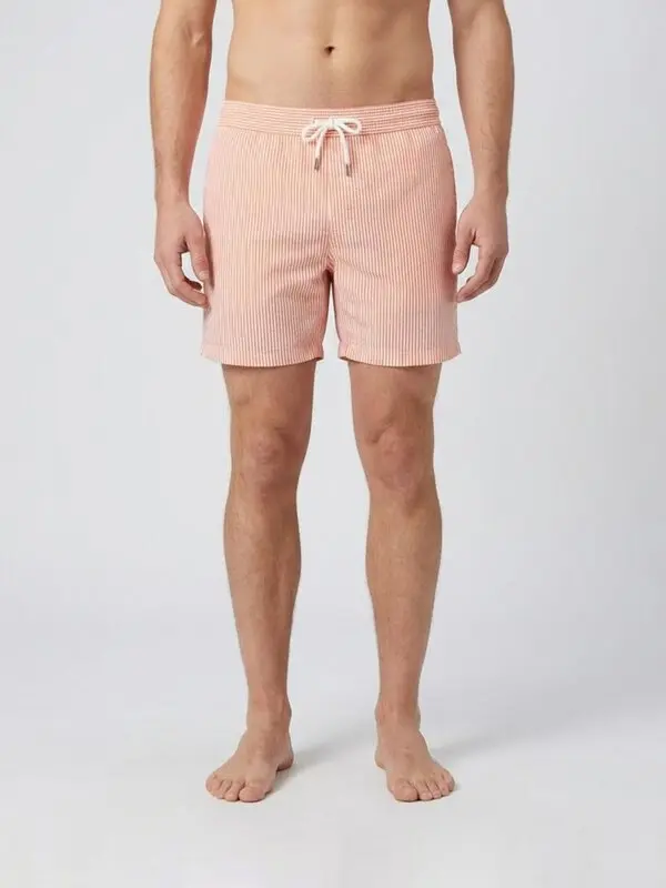 Polo Ralph Lauren Striped Cotton Blend Swim Trunks - Peach