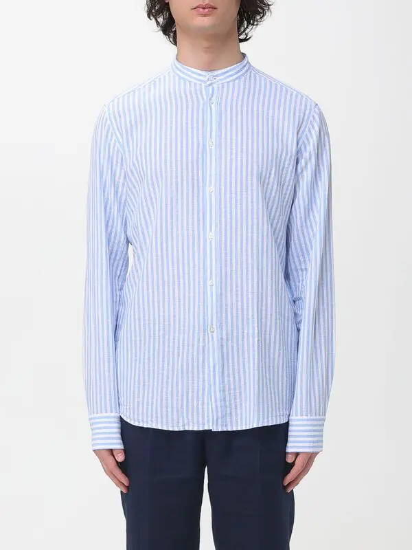 MANUEL RITZ Linen And Cotton Casual Shirt - Sky Blue