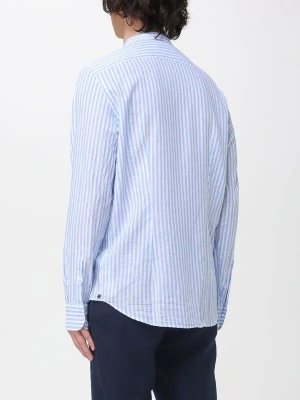 MANUEL RITZ Linen And Cotton Casual Shirt - Sky Blue