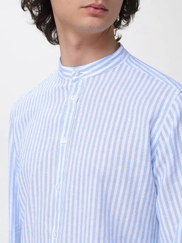 MANUEL RITZ Linen And Cotton Casual Shirt - Sky Blue