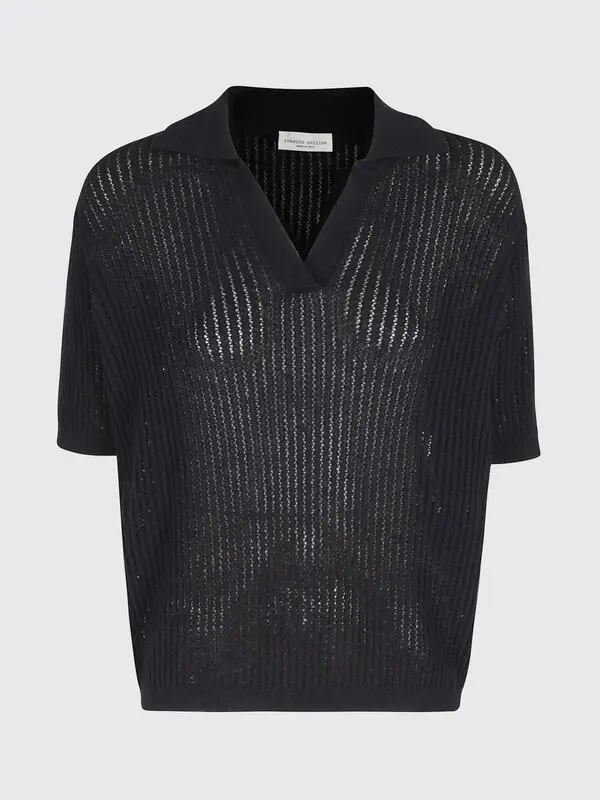 ROBERTO COLLINA Cotton Blend Knit Polo Shirt