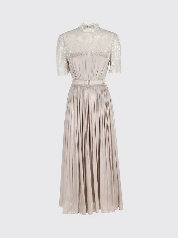 NISSA Pleated Jersey Midi Dress
