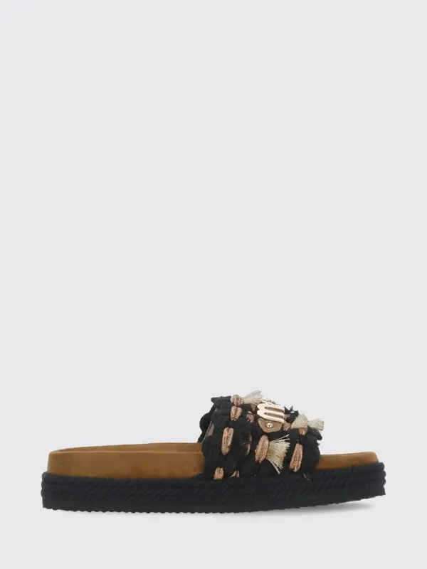 Mou Woven Canvas And Leather Sandals