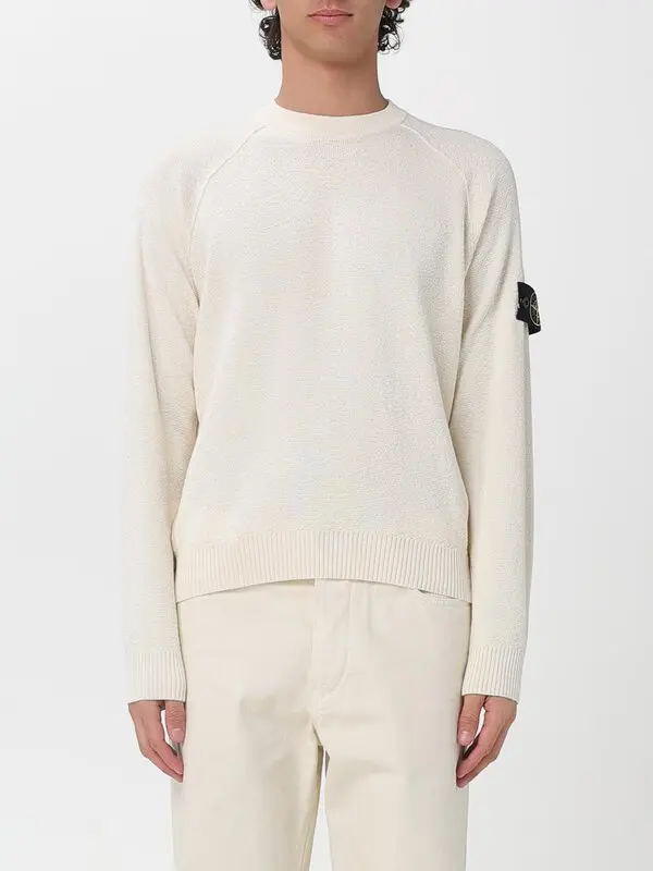 Stone Island Organic Cotton Knit Crewneck Sweater - White