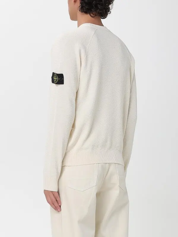 Stone Island Organic Cotton Knit Crewneck Sweater - White