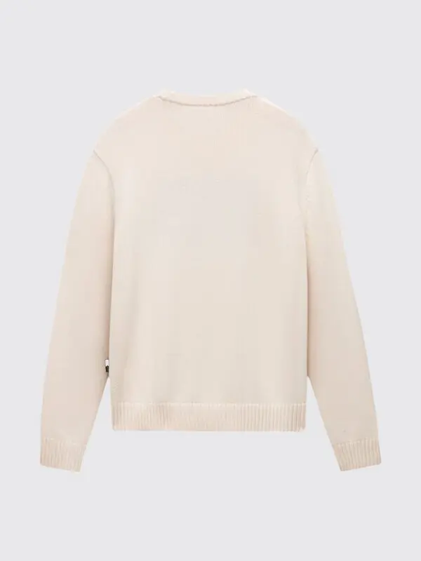 NAPAPIJRI Cotton Crew Neck Sweater With Jacquard Logo - Beige
