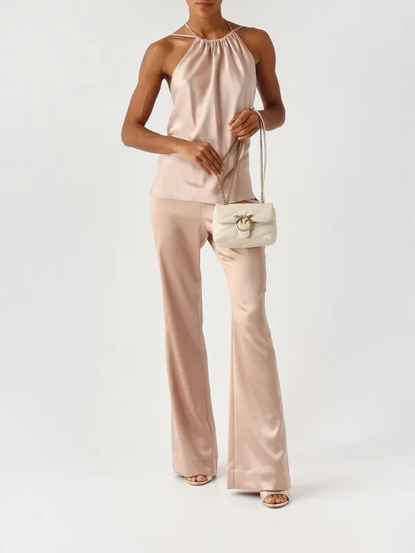 Pinko Satin Flared Trousers - Beige