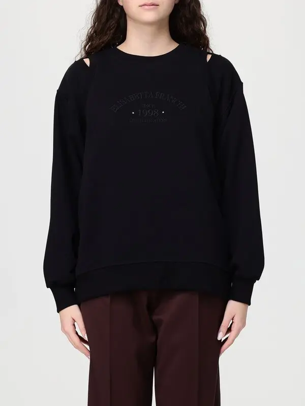 Elisabetta Franchi Cut-out Cotton Sweatshirt - Black