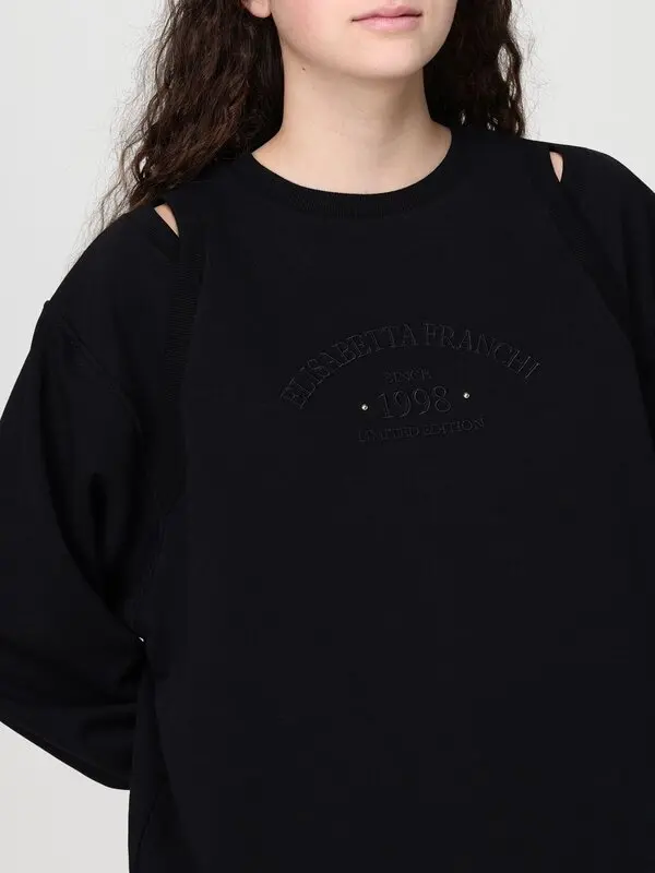 Elisabetta Franchi Cut-out Cotton Sweatshirt - Black