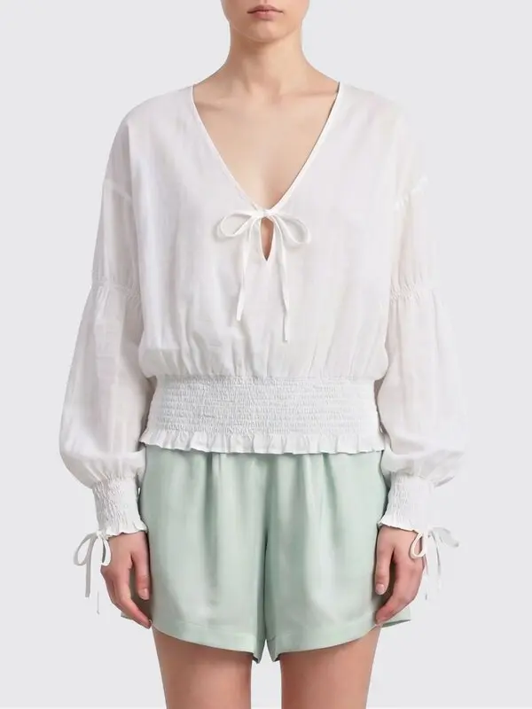 Aspesi Cotton Blouse With V-neck And Long Sleeves