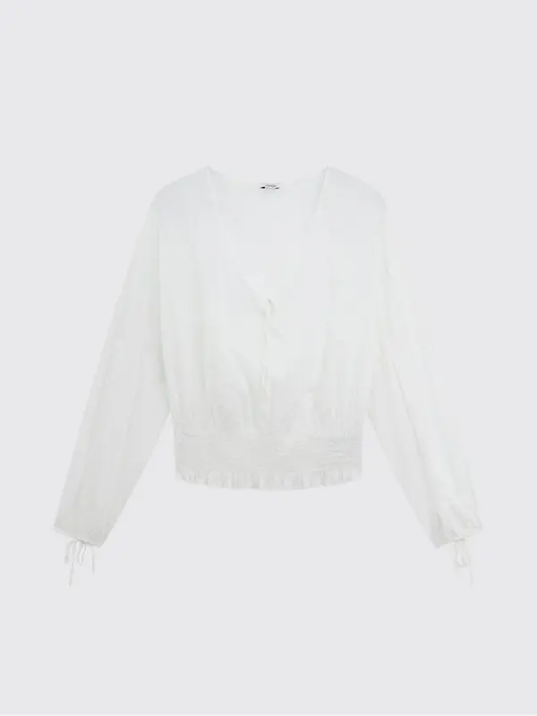 Aspesi Cotton Blouse With V-neck And Long Sleeves