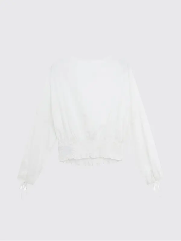 Aspesi Cotton Blouse With V-neck And Long Sleeves