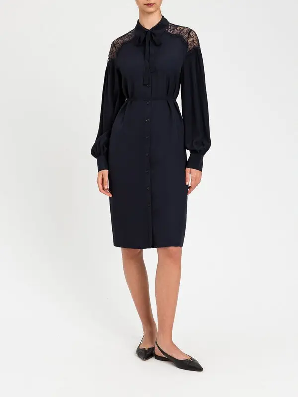 TWINSET Viscose Chemisier Dress With Lace Inserts