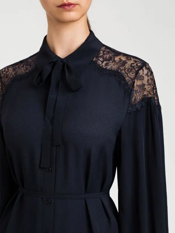 TWINSET Viscose Chemisier Dress With Lace Inserts