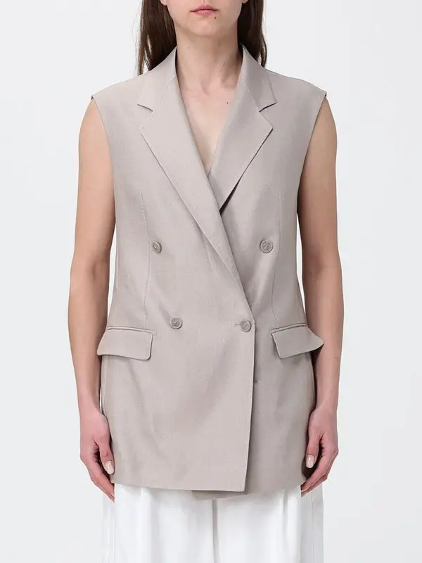 Tagliatore Double-breasted Linen Vest - Beige