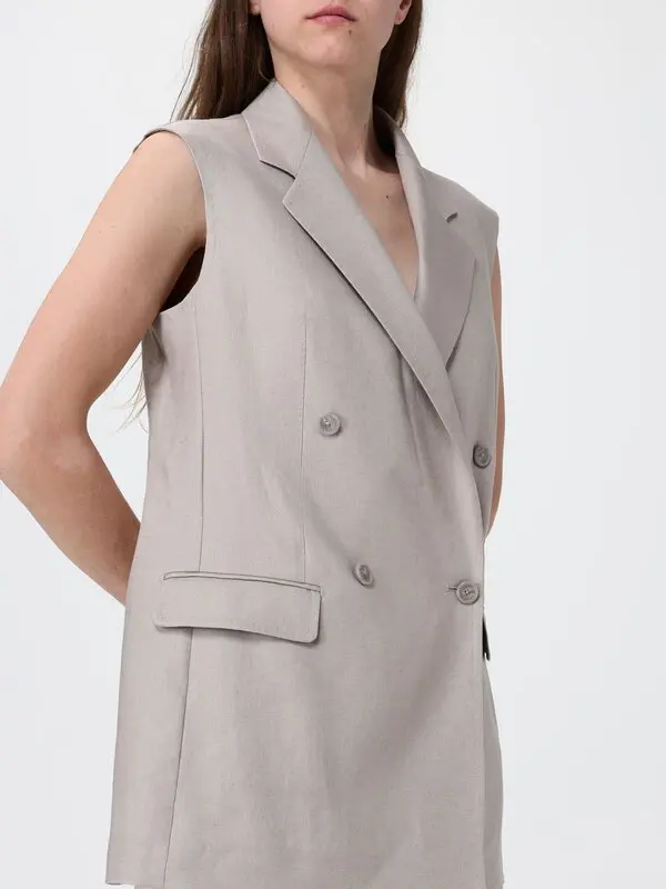 Tagliatore Double-breasted Linen Vest - Beige