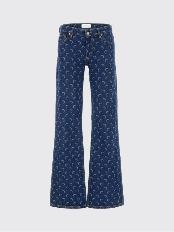 MARINE SERRE Monogram Print Denim Flared Jeans
