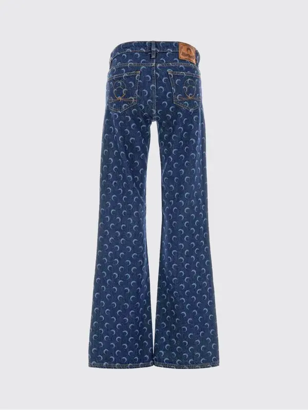 MARINE SERRE Monogram Print Denim Flared Jeans