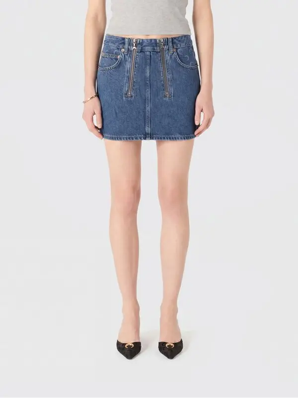 MARINE SERRE Monogram Print Denim Mini Skirt