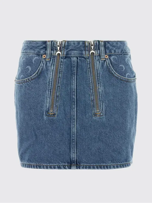 MARINE SERRE Monogram Print Denim Mini Skirt
