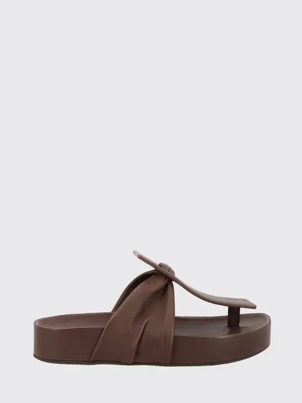 UMA WANG Leather Thong Style Mule Sandals - Brown