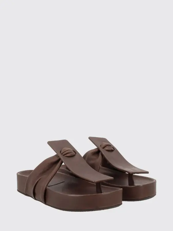 UMA WANG Leather Thong Style Mule Sandals - Brown